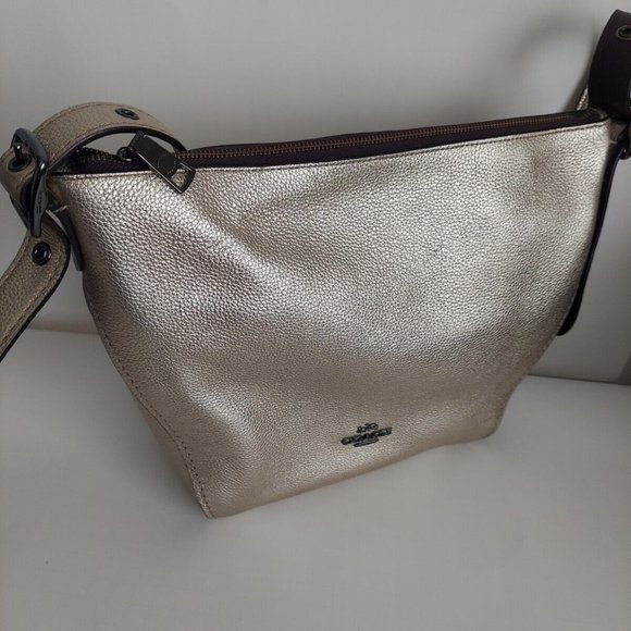 Coach | Bags | Coach Ellie Leather Purse Crossbody Gold File Bag Pebble ...